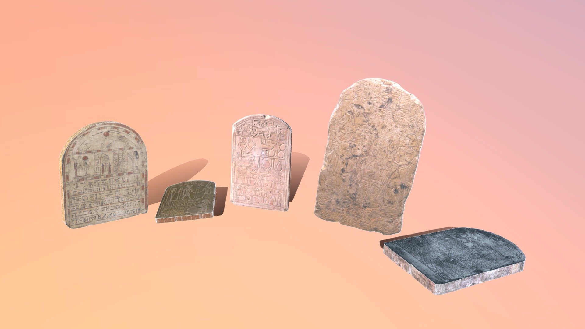 Egyptian Stelae 21-25 - 3D model by artseteaching [c414c34] - Sketchfab