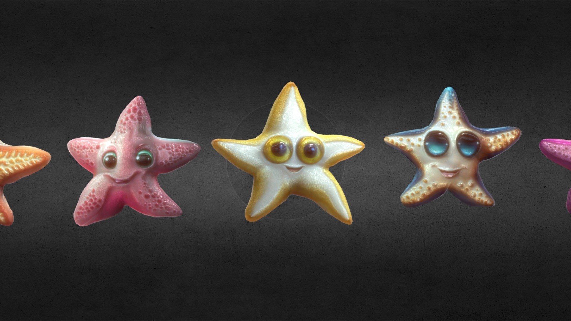 Five cute starfishes (low-poly, game ready) - Buy Royalty Free 3D model ...