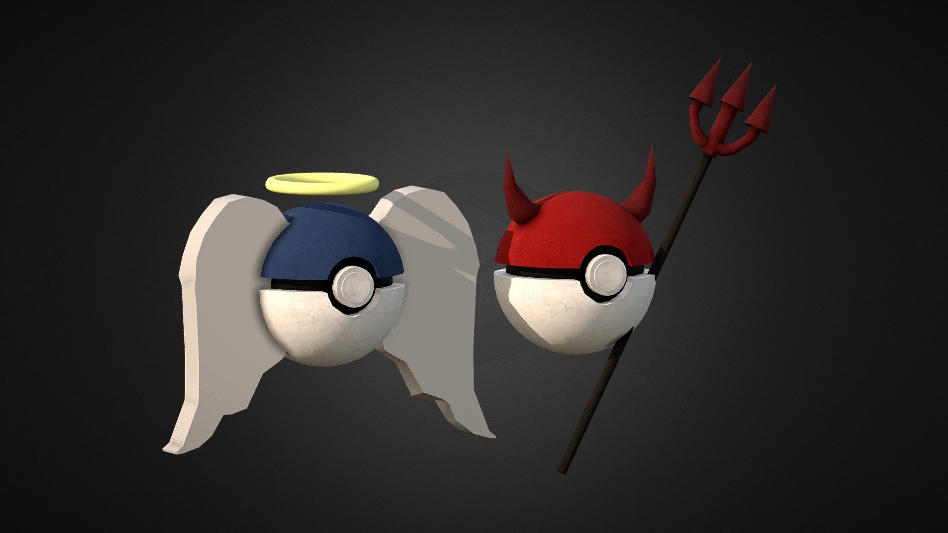 Angel superball, devil pokeball - 3D model by gooraa [c4490b3] - Sketchfab