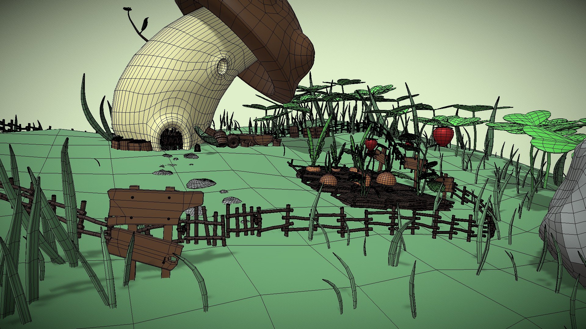 Mushroom island wireframe - 3D model by Agnis.Zibergs [c454f93] - Sketchfab
