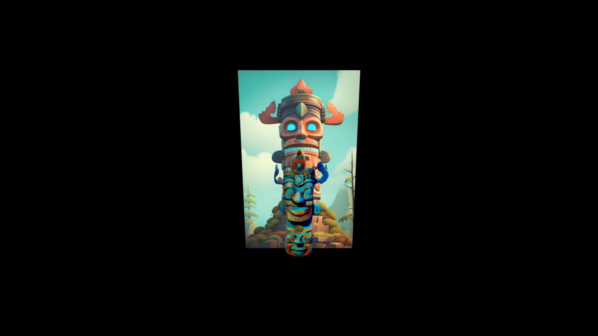 cartoon illustration of a totem pole with a tot - Download Free 3D ...
