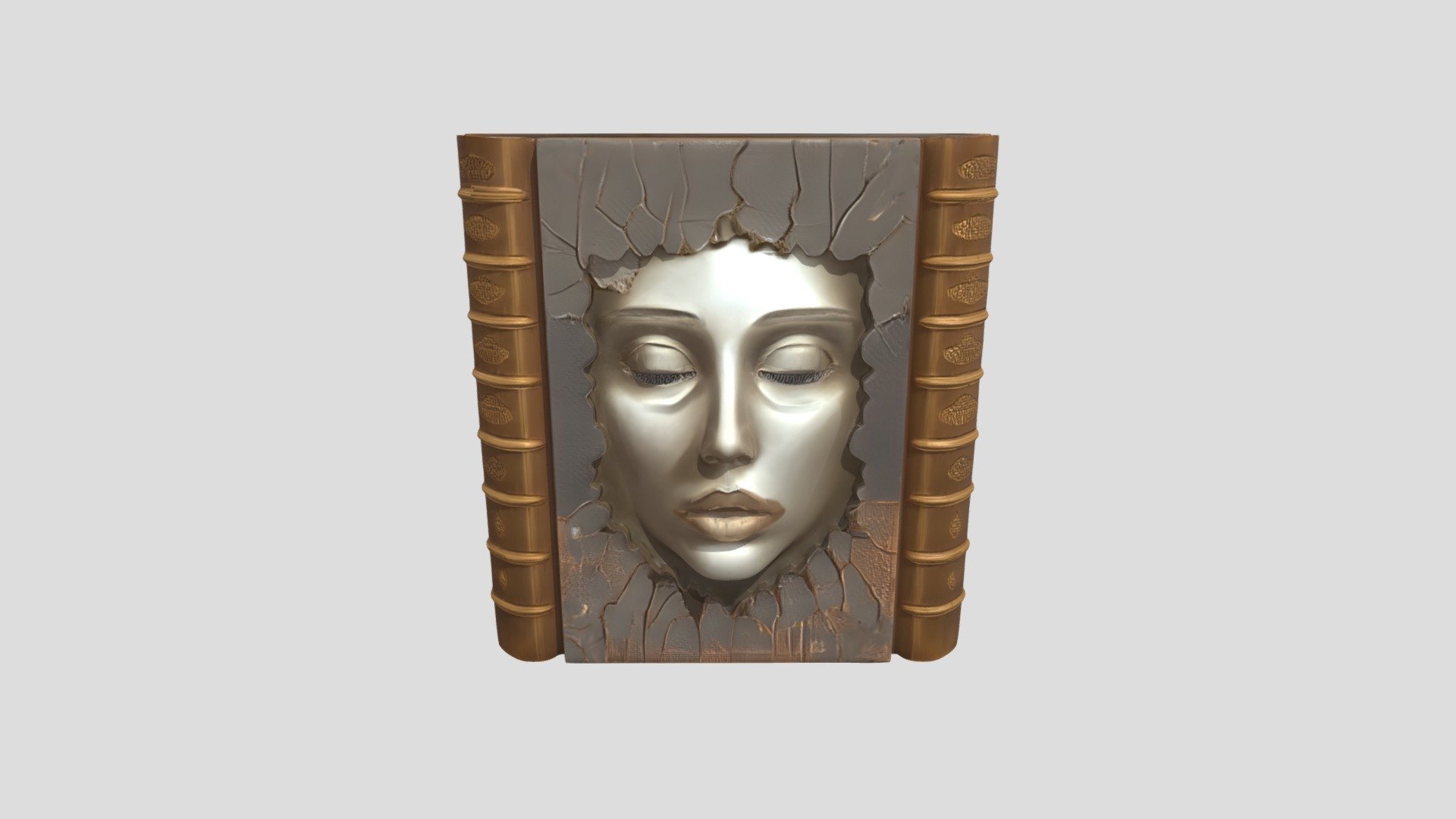 antique book with sculpted human face - 3D model by far.fal [c468d39 ...