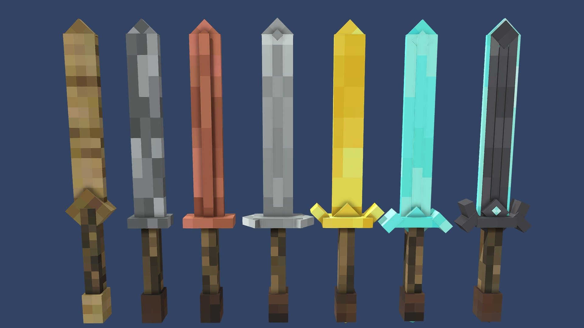 [Minecraft] Sword-pack - Download Free 3D model by BasicModel [c485a41] - Sketchfab