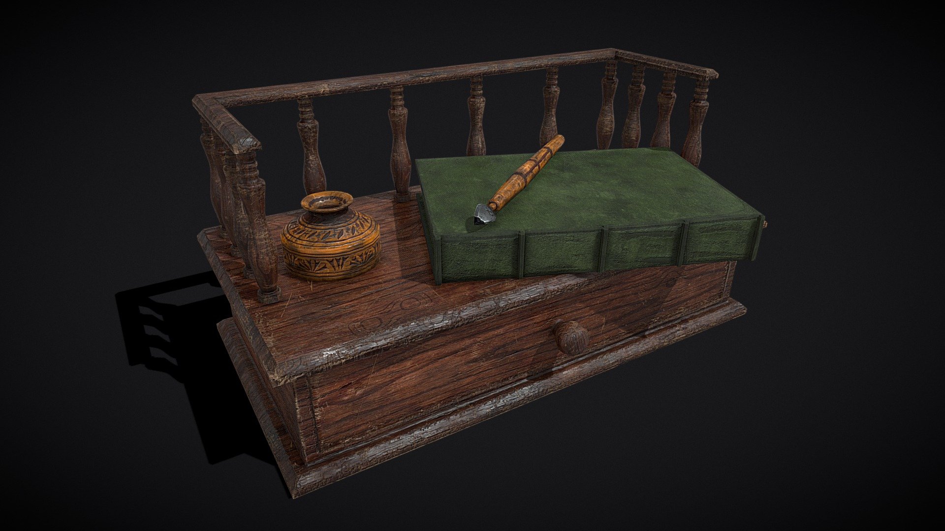Medieval Drawer Bookshelf - Buy Royalty Free 3D model by ...