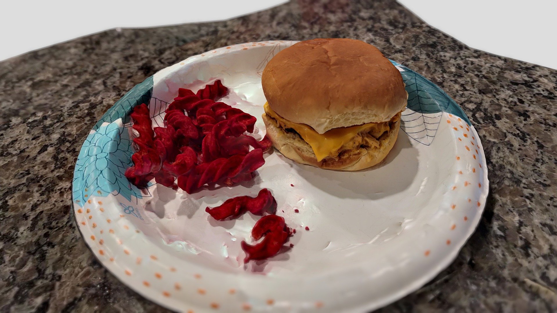 Pulled Chicken Sandwich, Spicy Chips - Download Free 3D model by ...