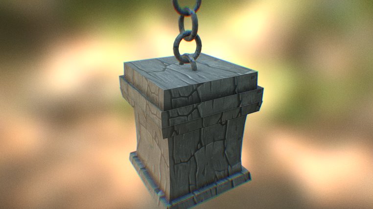 Rock with chain - 3D model by mendesviana [c4a9c0e] - Sketchfab