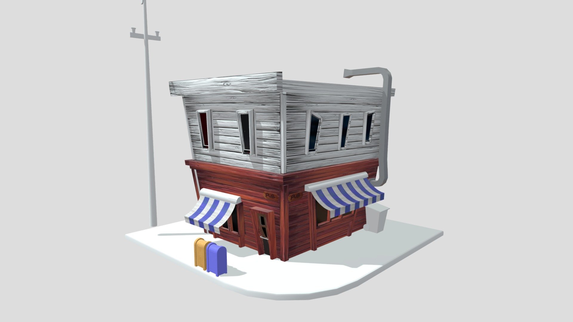 Pub Building - 3D model by Erica_Sousa [c4af598] - Sketchfab