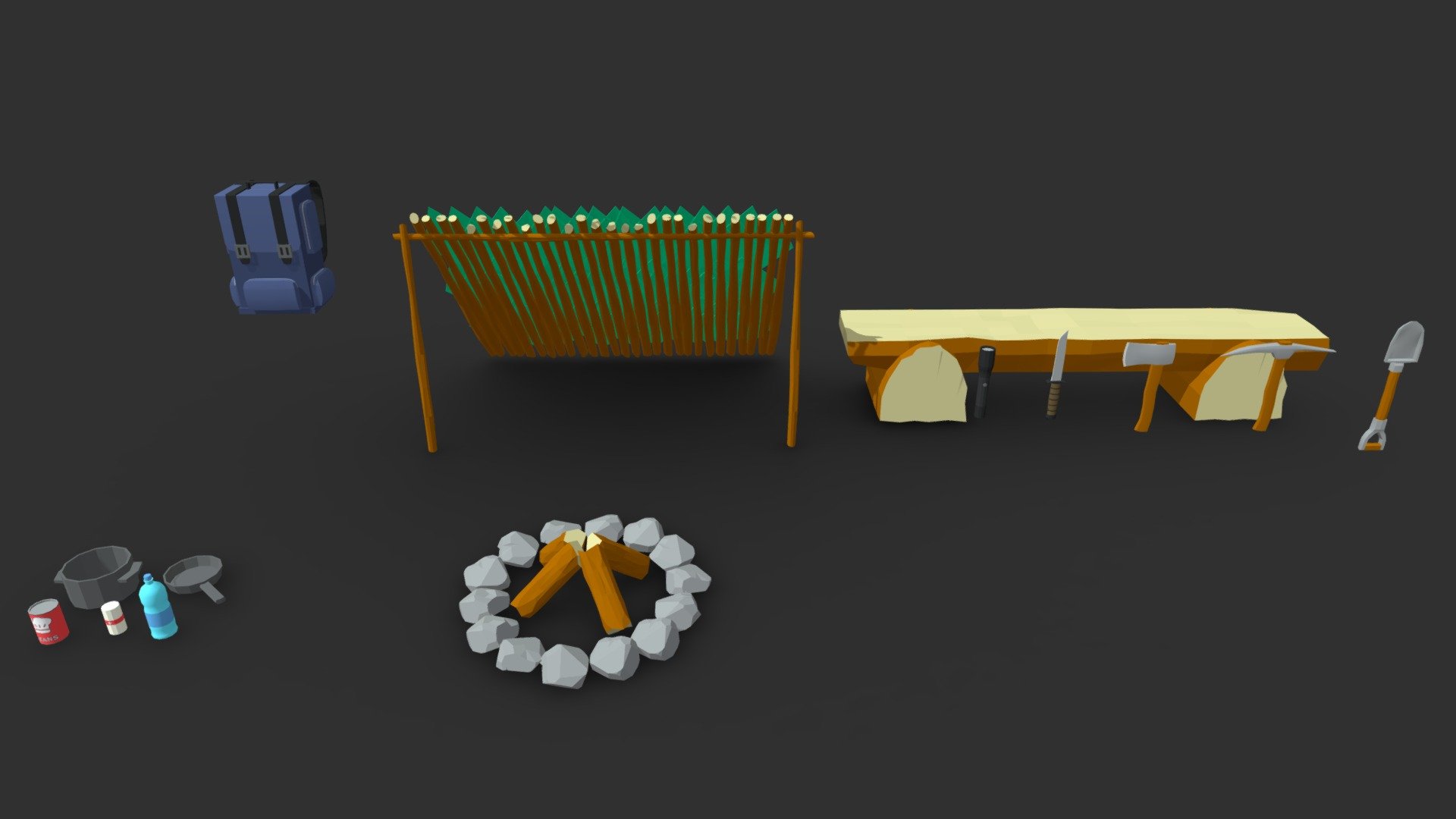 Low Poly Survival Kit | Game Ready Assets - Buy Royalty Free 3D model ...