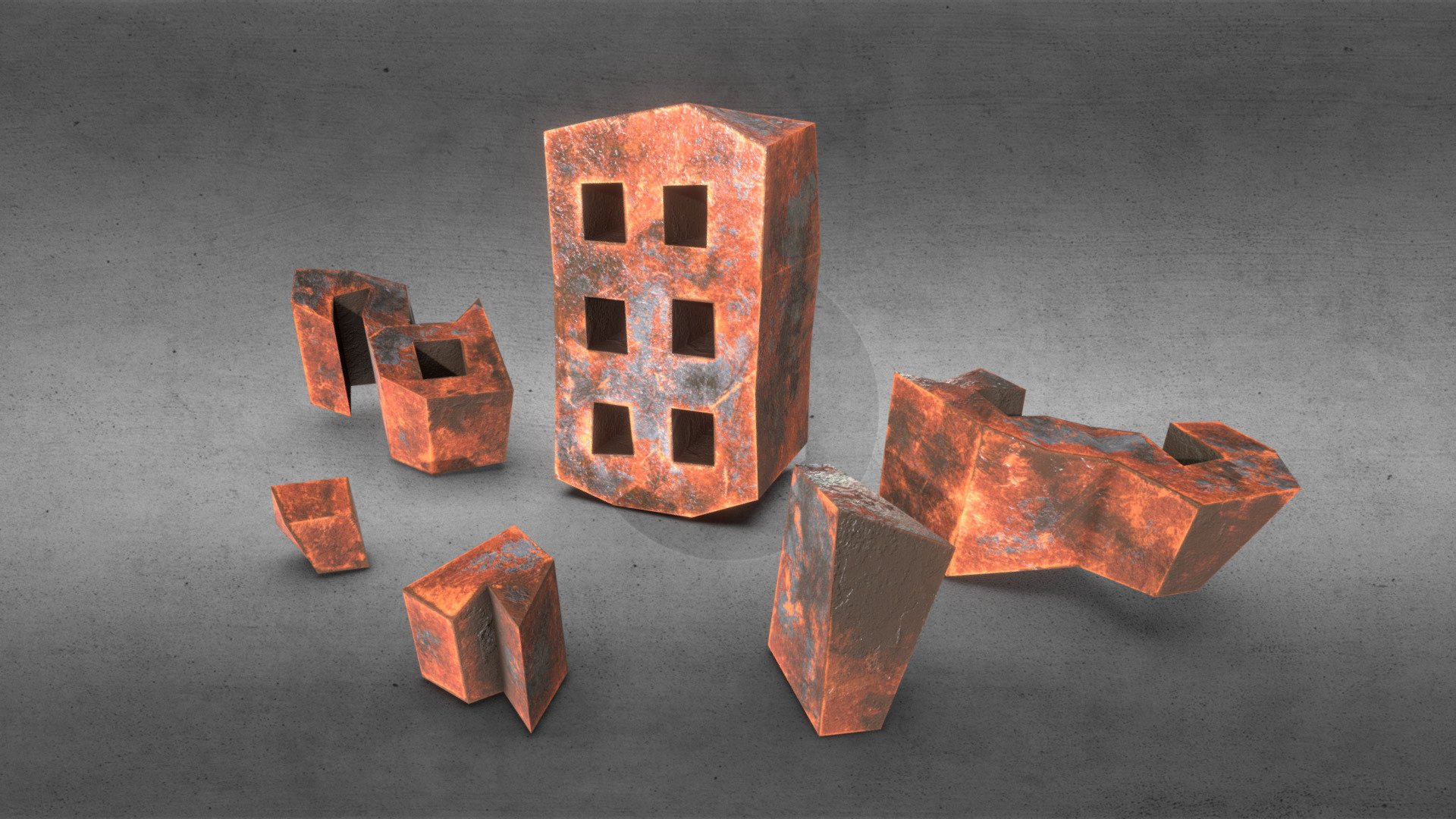 Bricks - Whole and Broken 6 Piece Set - Download Free 3D model by ...