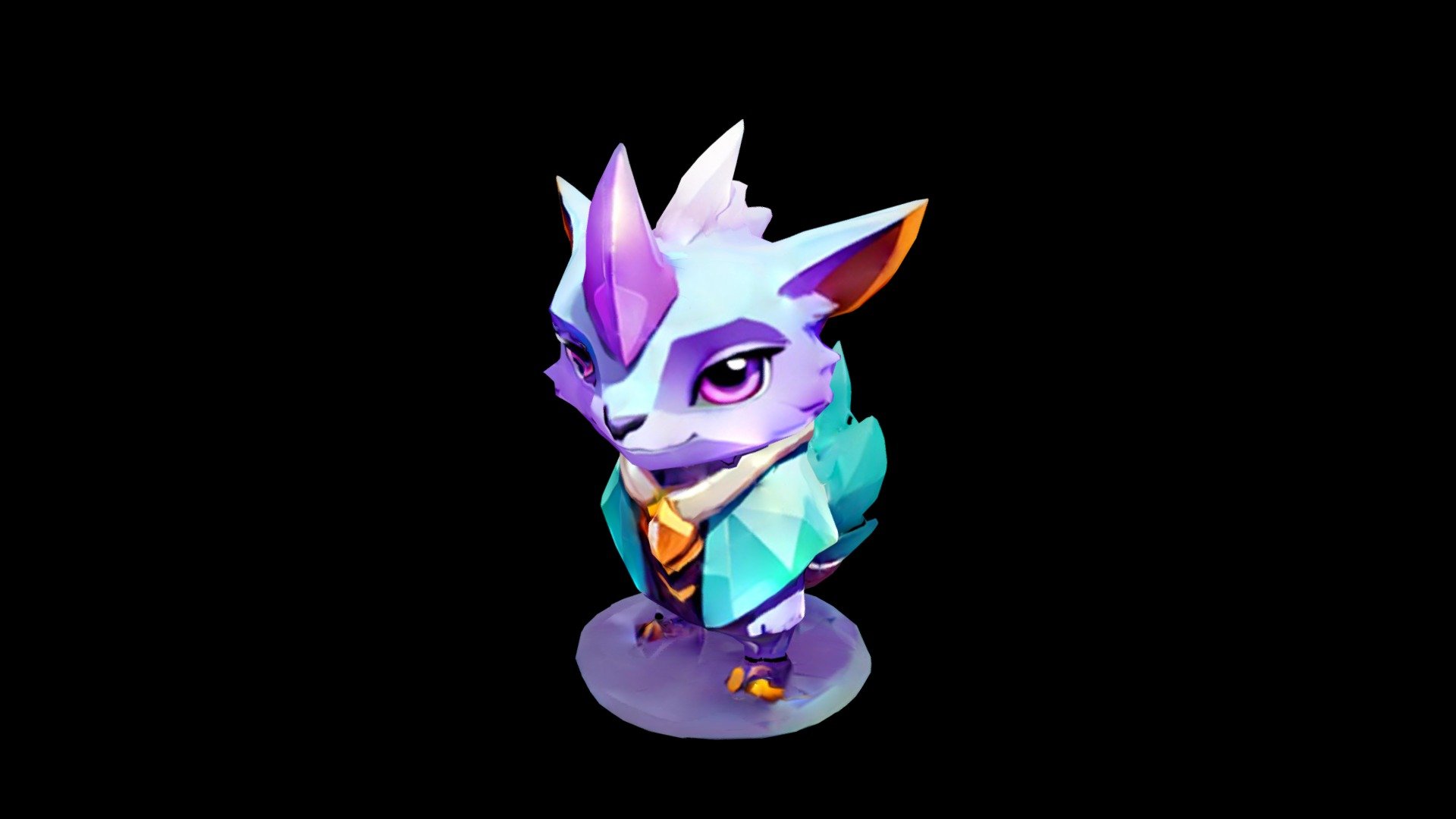A cartoon fox character wearing a purple and tea - Download Free 3D ...