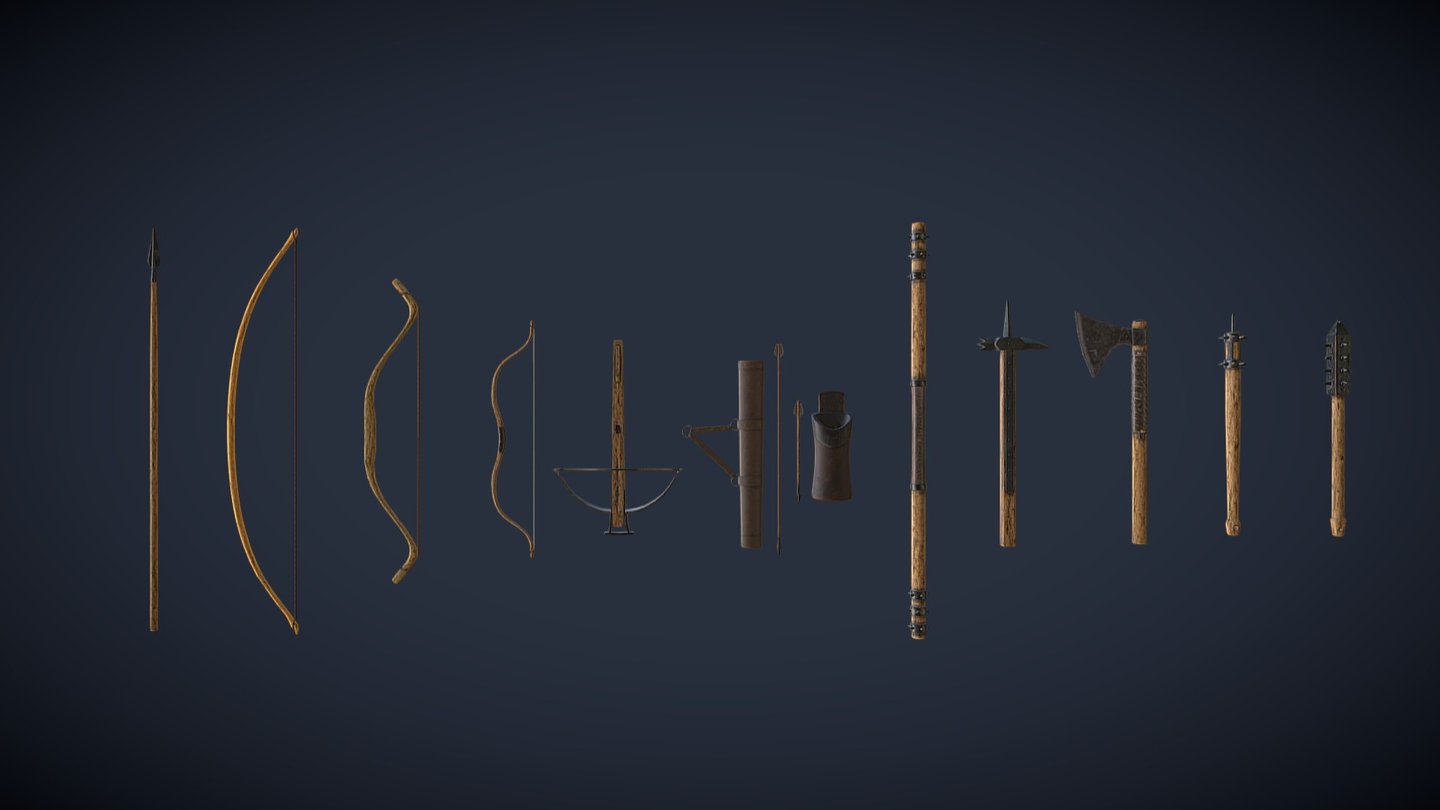 Medieval_melee_&_ranged_weapon_pack_2 - 3D model by Kupatka Zubarick (@lianit) [c4c07c1] - Sketchfab
