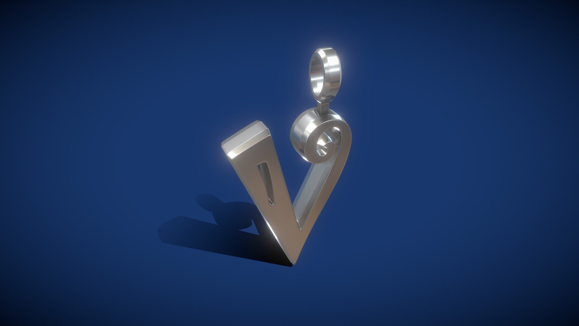 V Letter Pendant Platinum - Buy Royalty Free 3D model by Sandeep ...