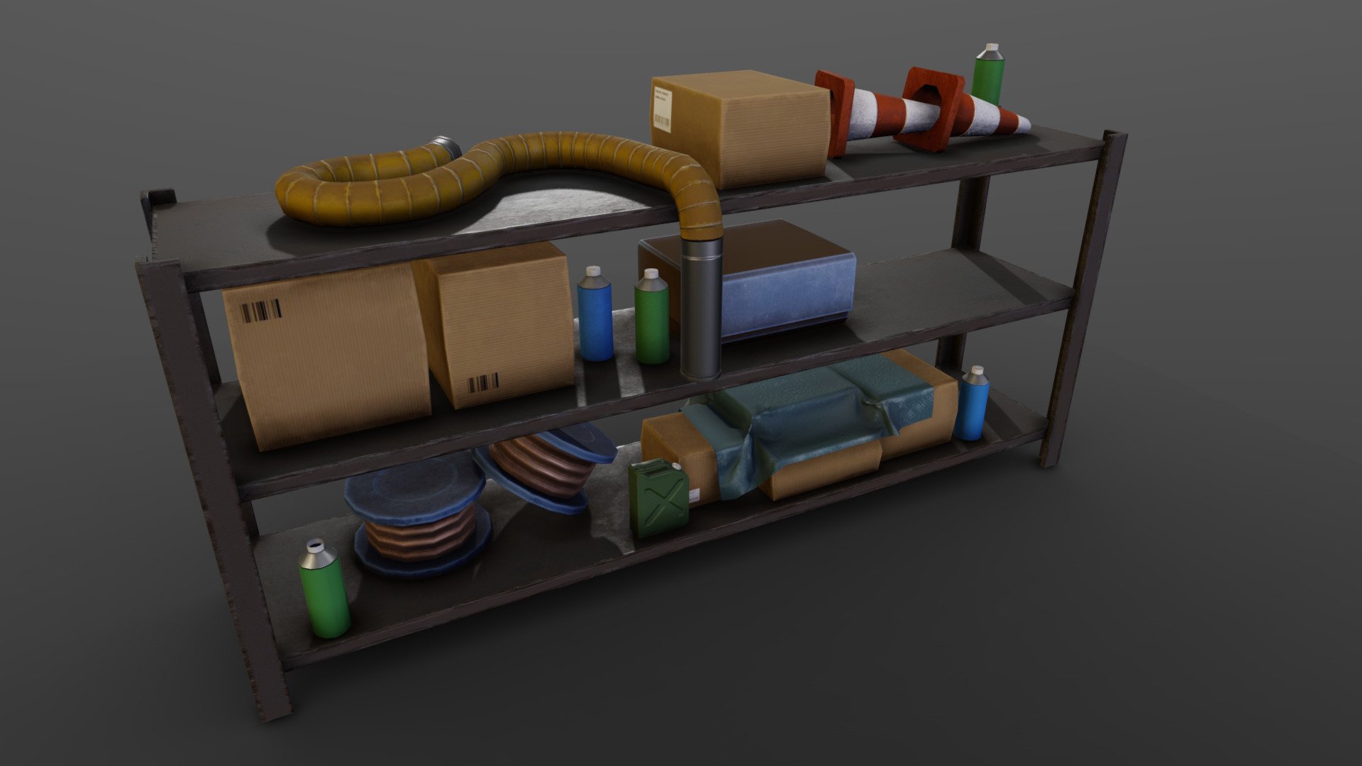 Filled Industrial Shelf - 3D model by Alex P (@a_park_art) [c4ccb92 ...