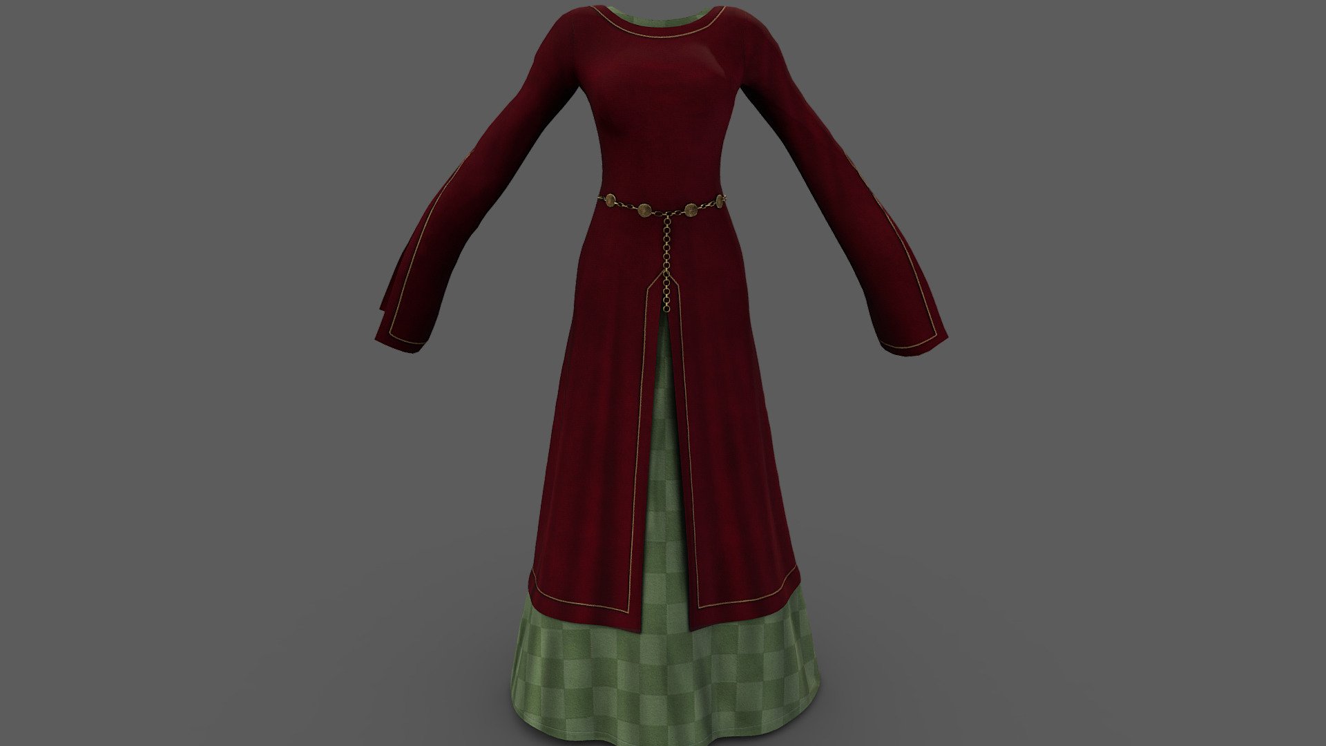 14th Century Medieval Female Gown - Buy Royalty Free 3D model by 3dia ...