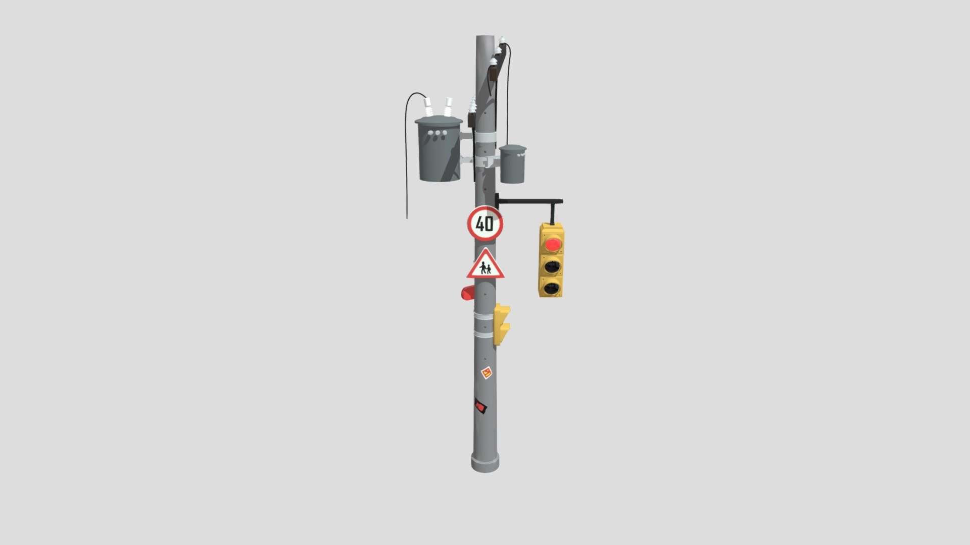 Anime Cyber Electrical Wiring themed Street Post - 3D model by ...
