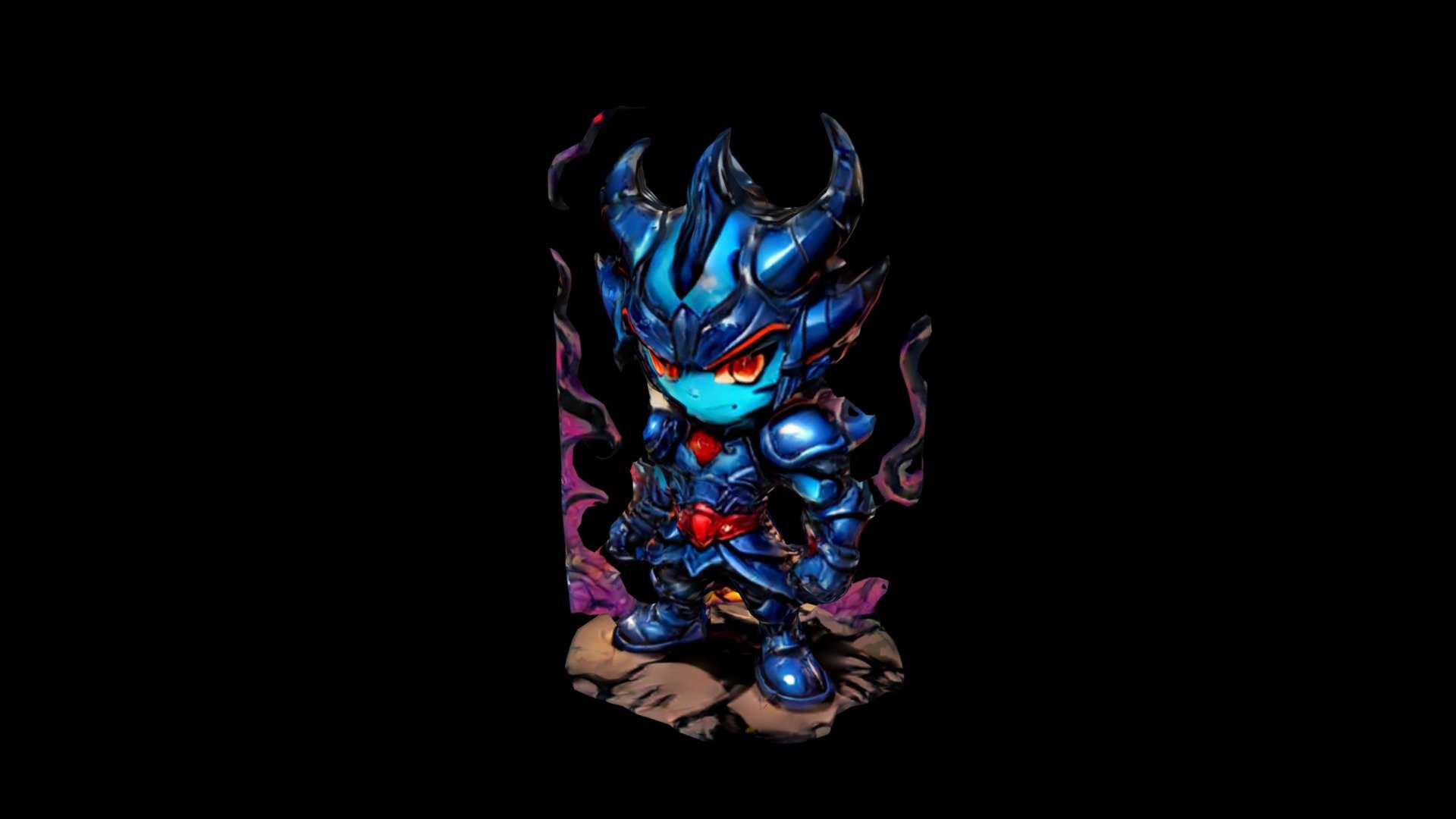 A chibi-style character with blue armor and red - Download Free 3D ...