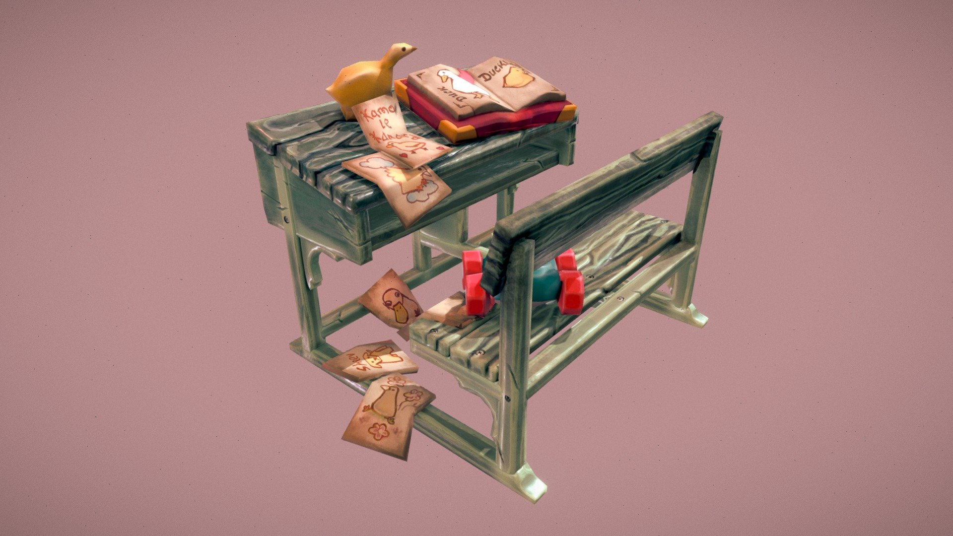 Stylized Desk - 3D model by Pauline_Xing [c500bec] - Sketchfab