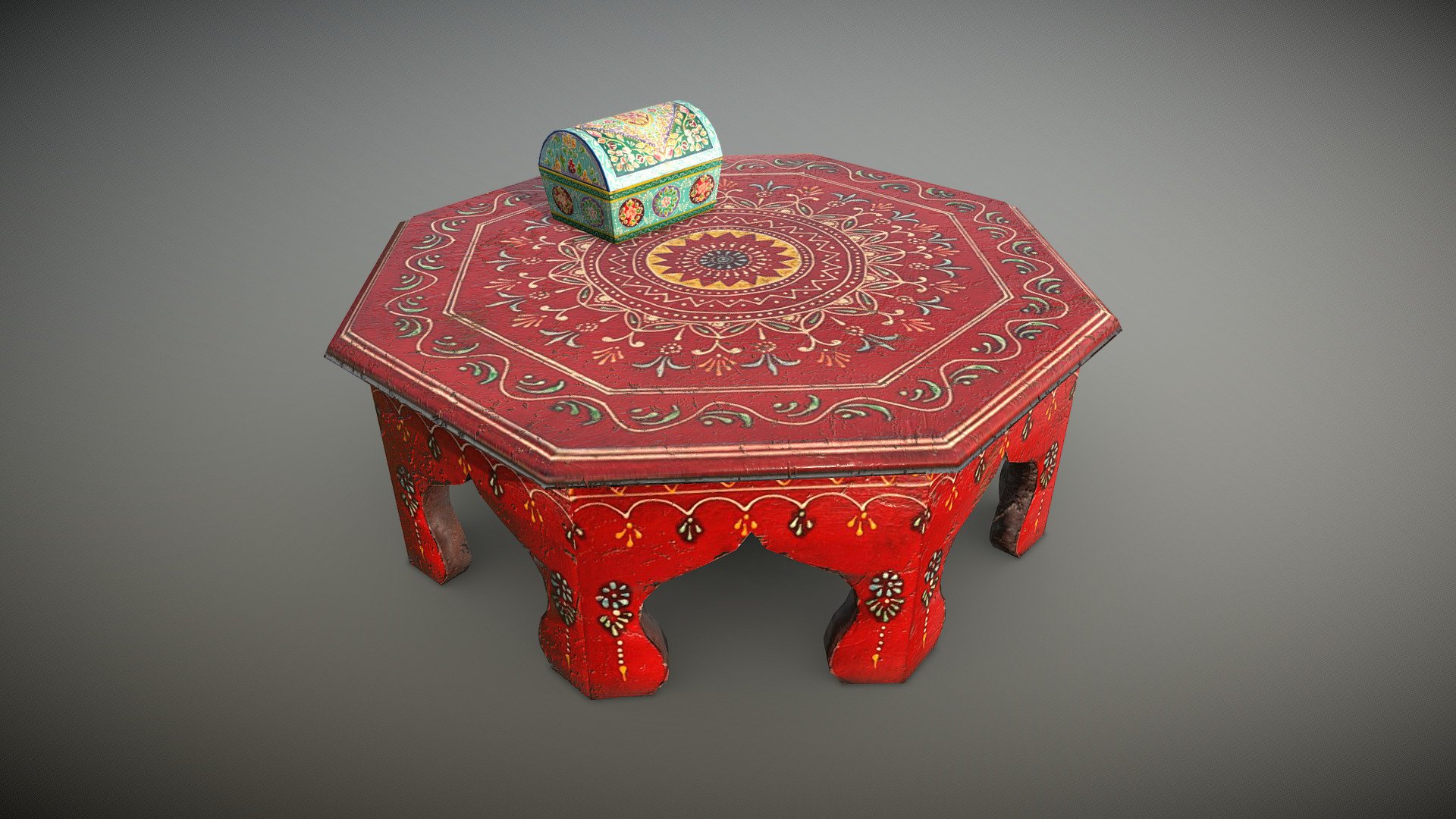 Bright red table with a box - Download Free 3D model by Peter Nox ...