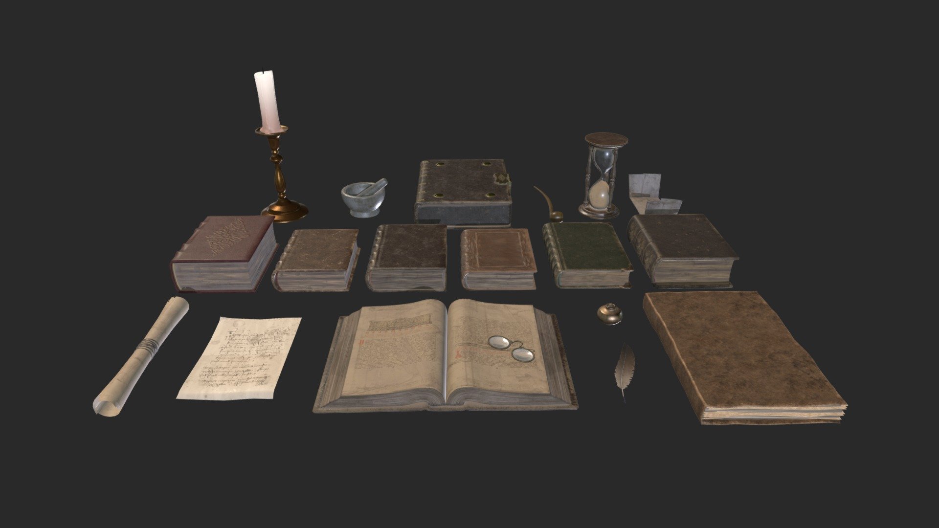 Library Books Collection - 3D model by SoulTear [c50f5a8] - Sketchfab