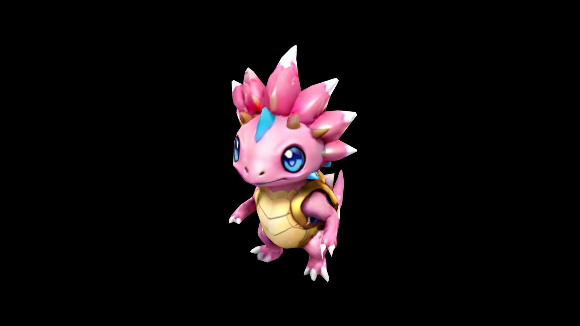 Colorful turtle-like creature with pink body and - Download Free 3D ...