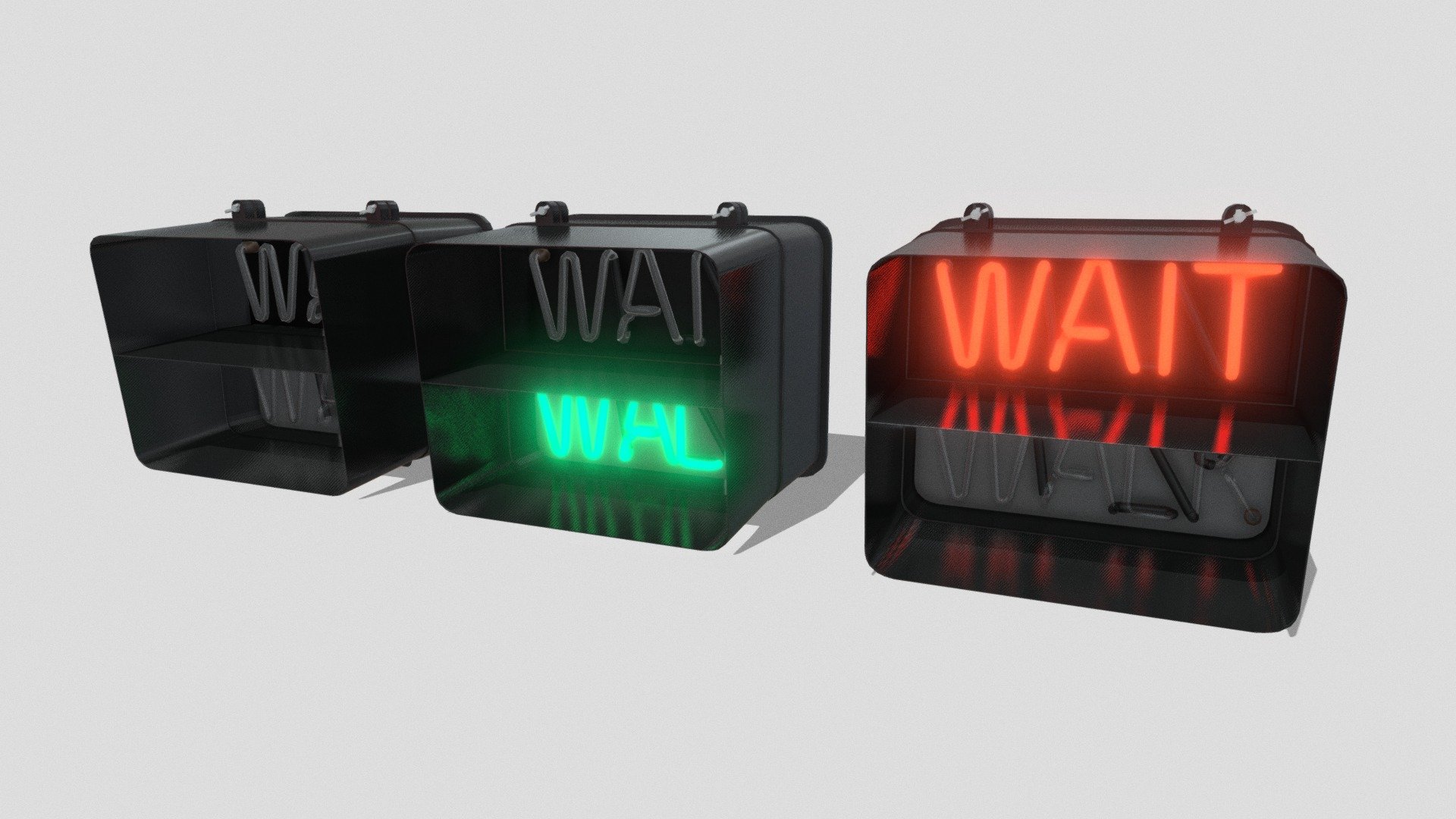 Crouse Hinds Neon Wait Walk Pedestrian Signals - Download Free 3D model ...