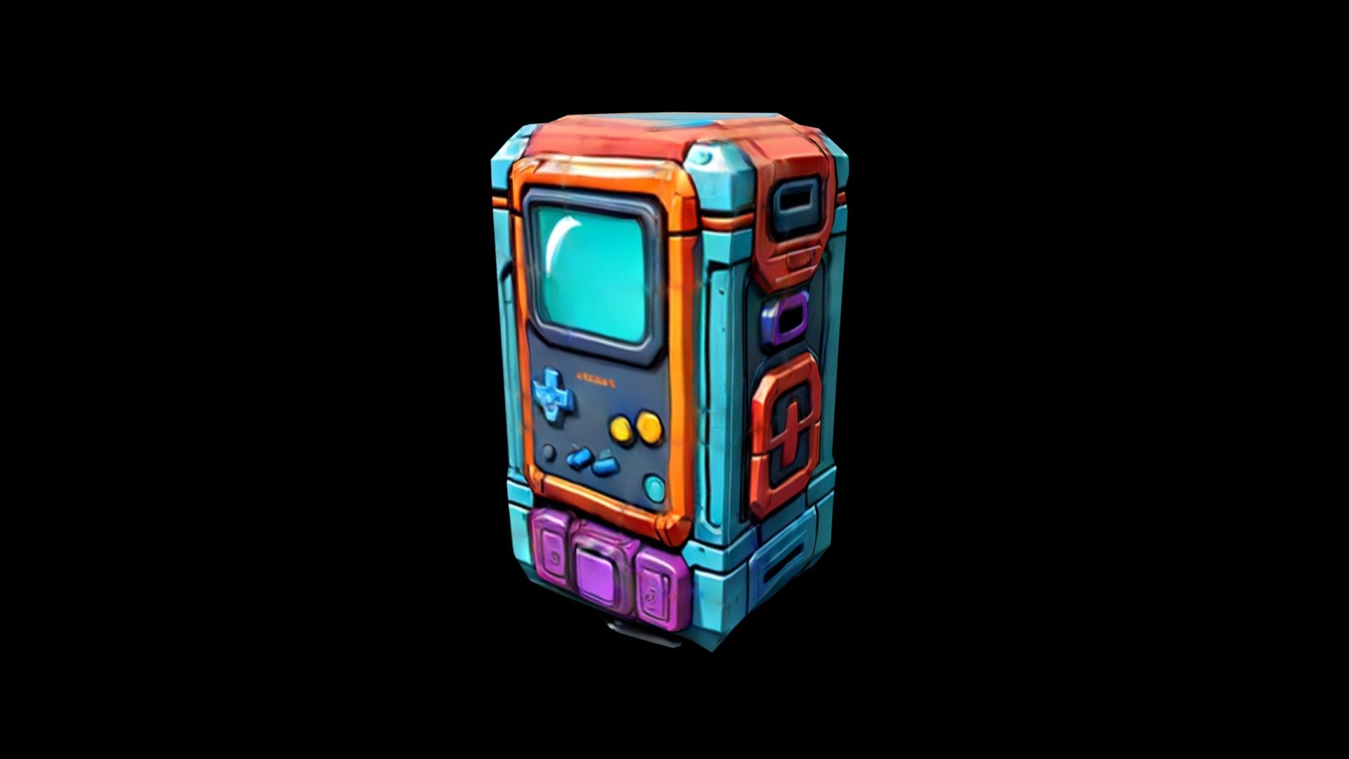 The image presents a bright and playful retro-st - Download Free 3D ...