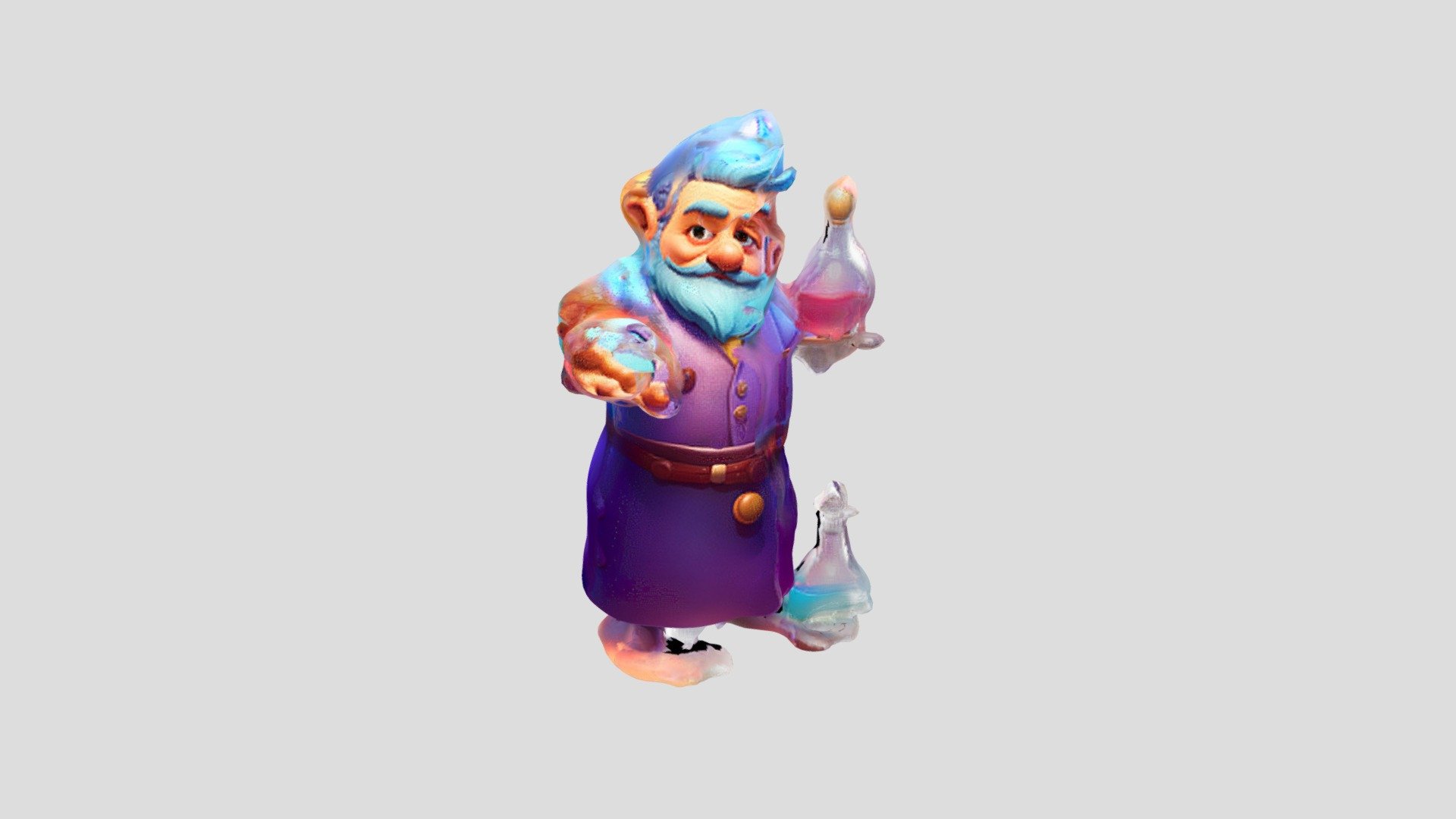 Medieval Wizard with Blue Hair and Purple Robe - Download Free 3D model ...