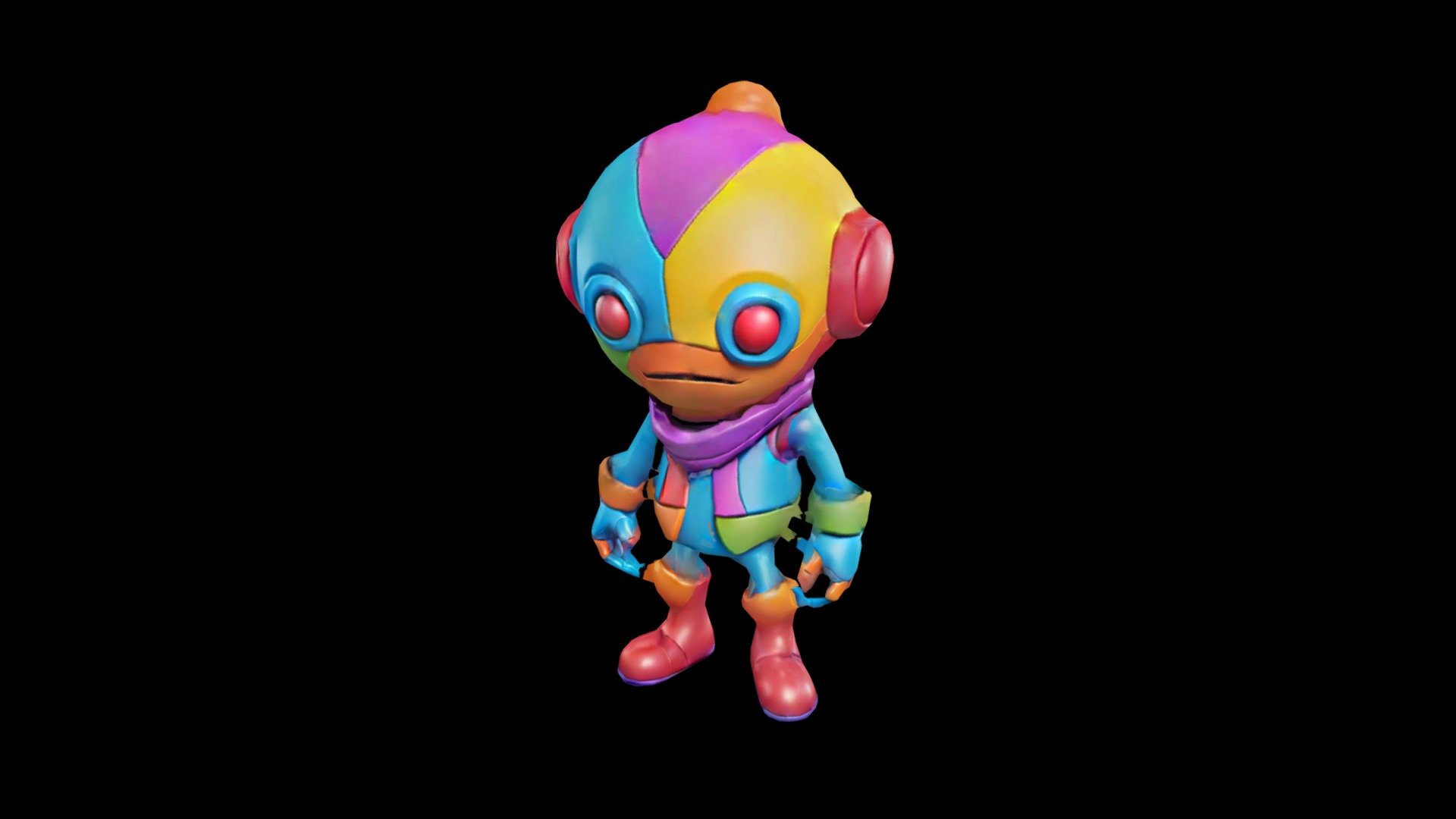 A colorful character with a patchwork design, we - Download Free 3D ...