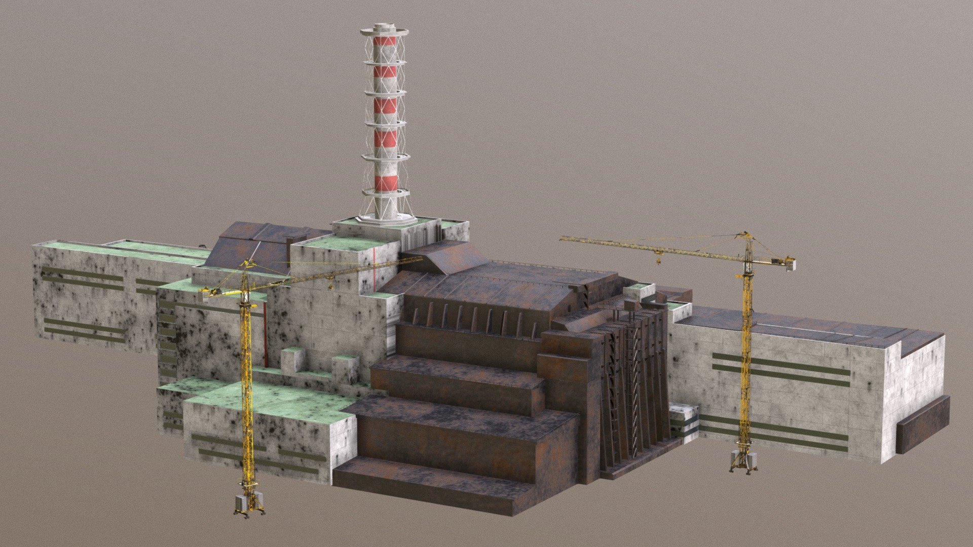 Chernobyl Nuclear Power Plant 3. and 4. sarkofag - Buy Royalty Free 3D ...