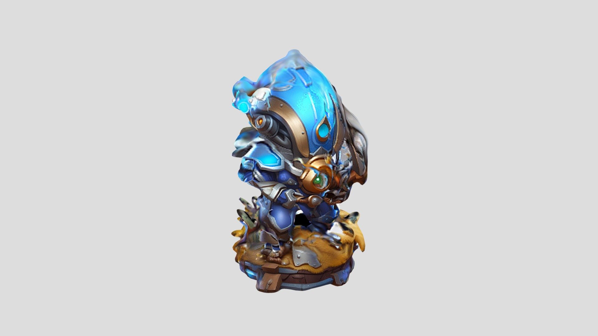 Blue robot figure with a sword and shield on a - Download Free 3D model ...