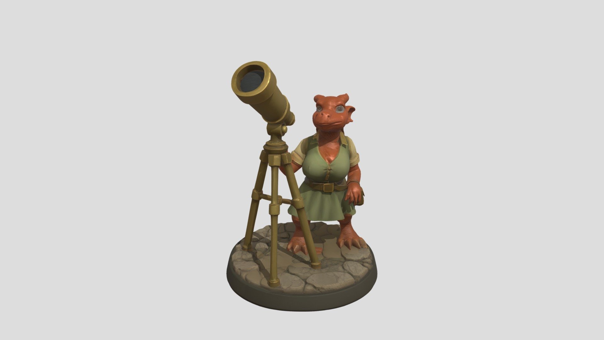 Red kobold scientist using a telescope - Download Free 3D model by DND ...