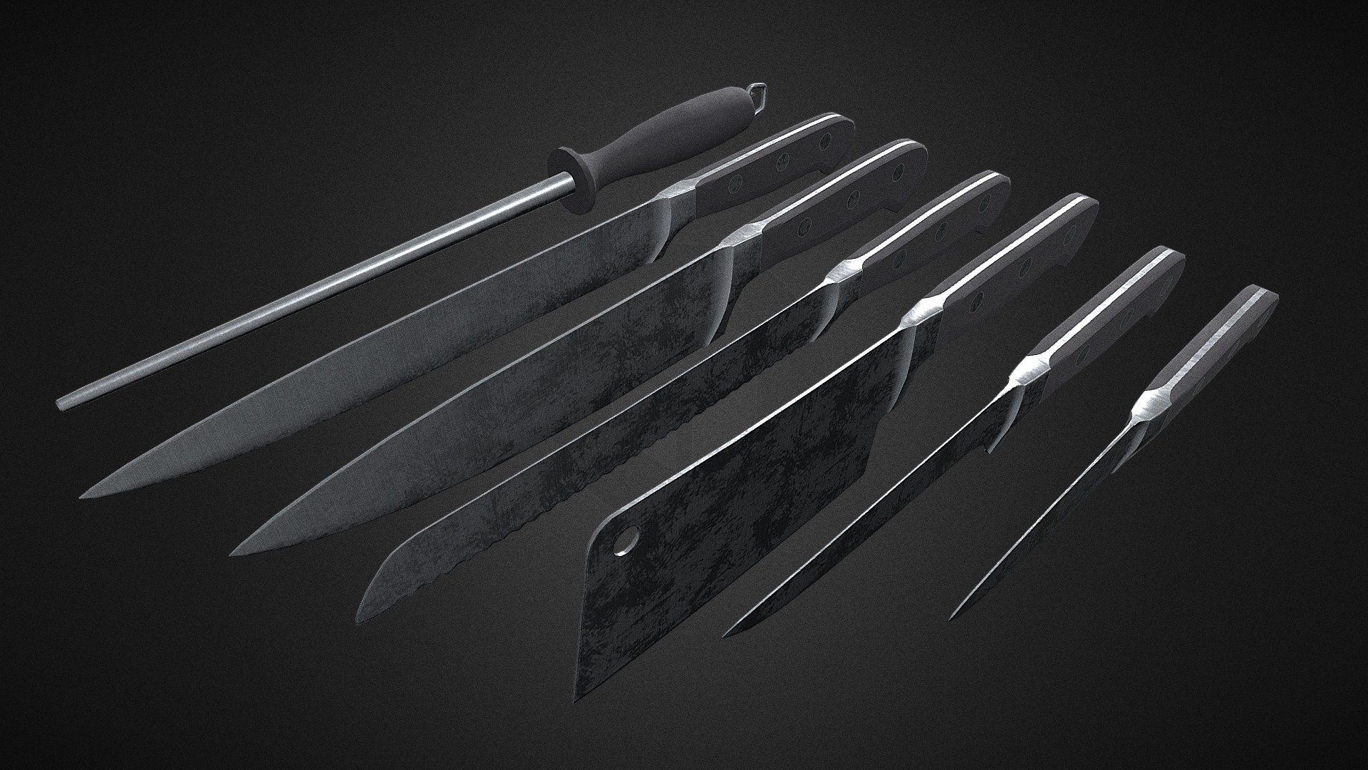 Kitchen Knife Set - Asset Pack - Download Free 3D model by Falxxx ...