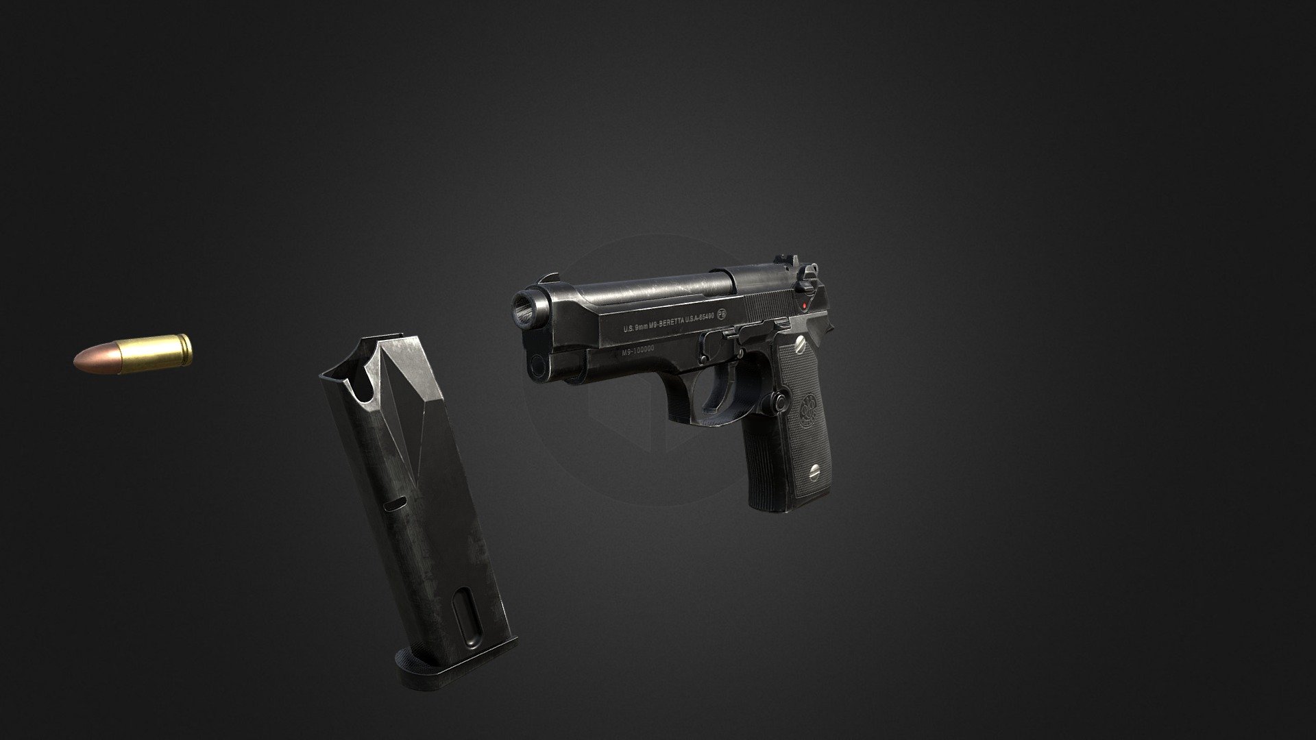 Beretta M9 - 3D model by Yuk Tin (@yuktin) [c5648a7] - Sketchfab