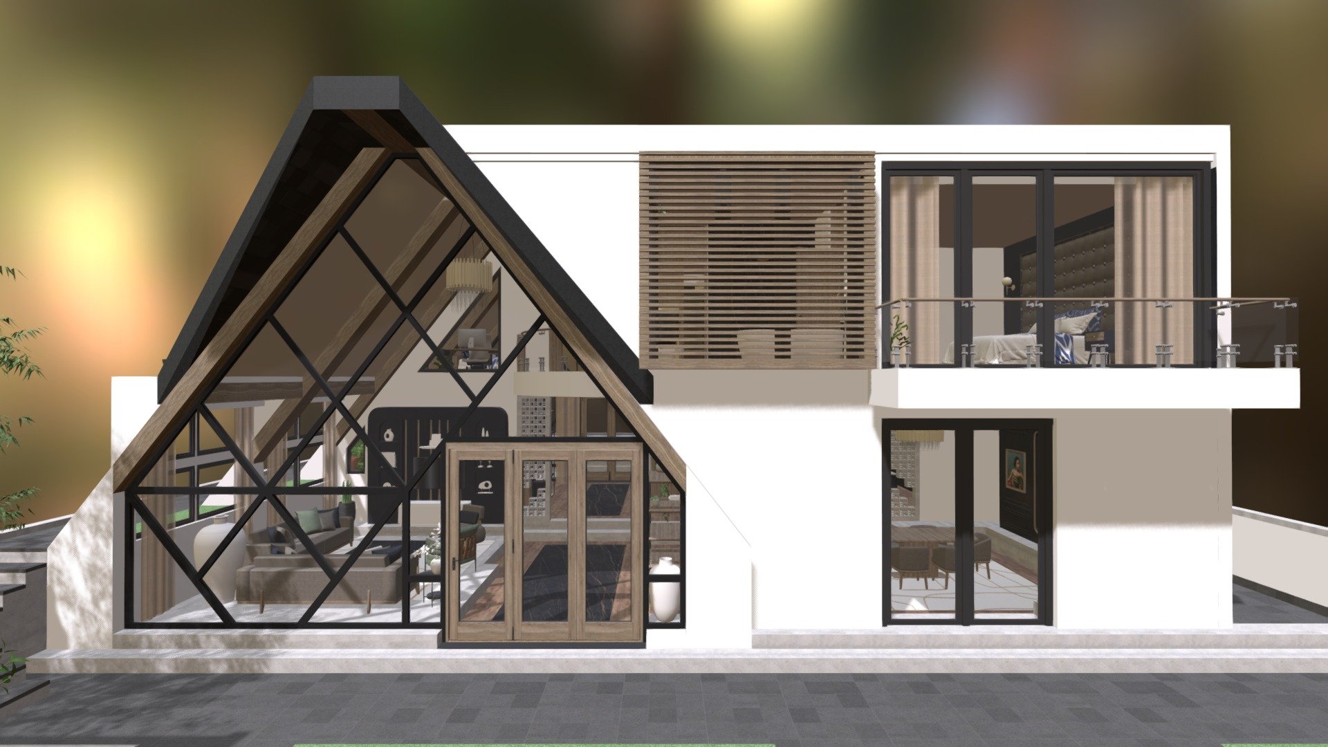 Villa - A-Frame House - Mid Century Modern - Buy Royalty Free 3D model ...