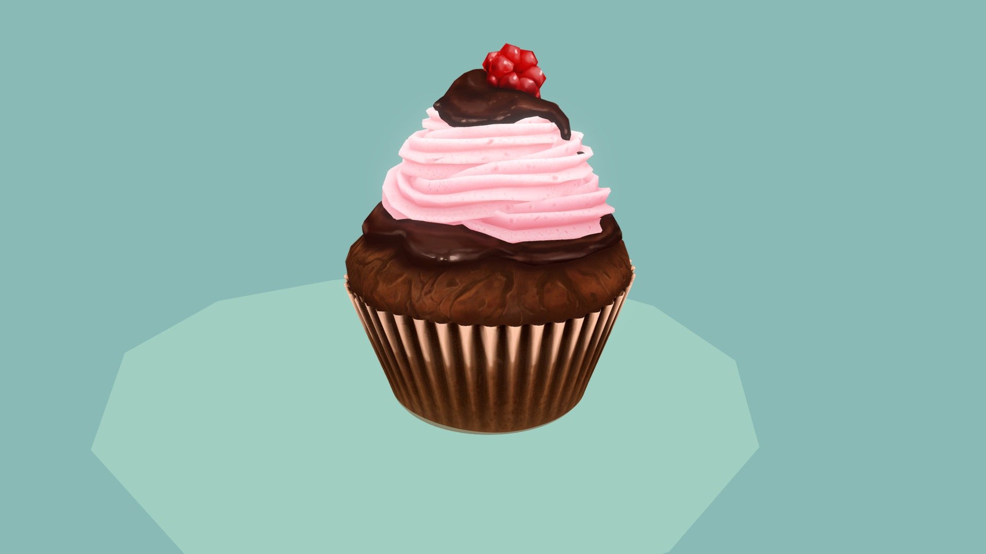 Raspberry Chocolate Cupcake - 3D model by RoosterQuail (@rooster-quail ...