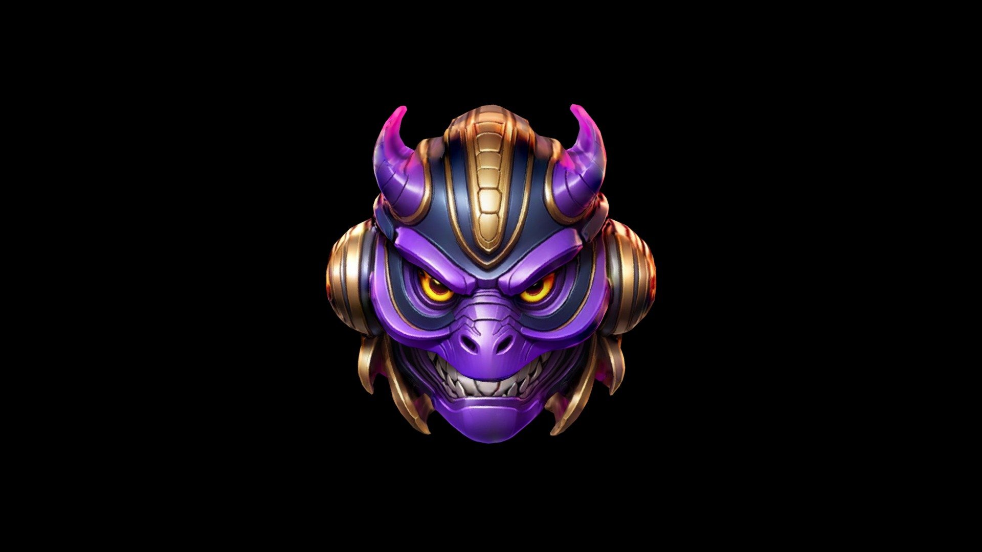 An angry purple dragon with a gold helmet and pu - Download Free 3D ...