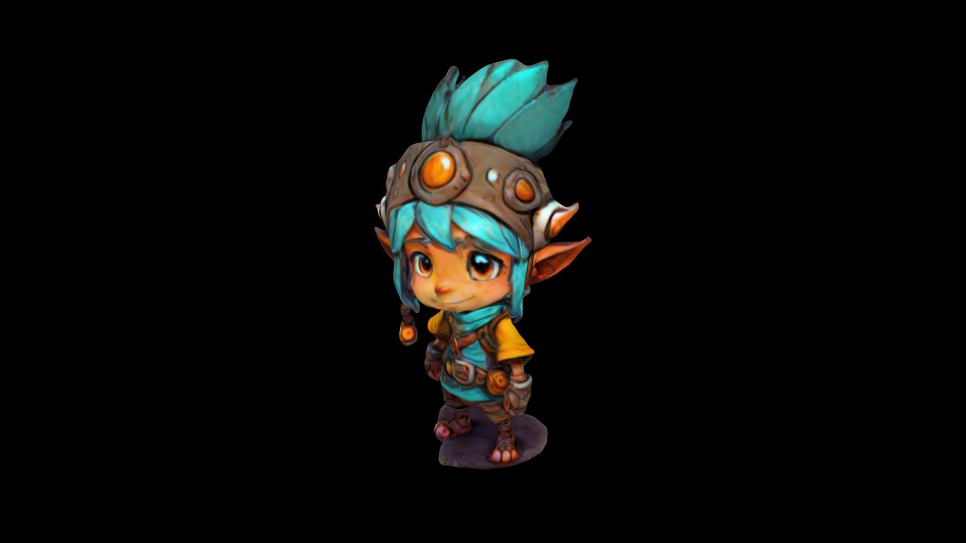 a blue haired character with ears wearing a helm - Download Free 3D ...