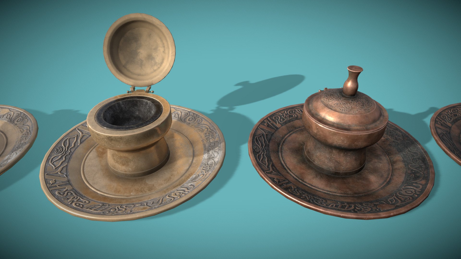 1800s Ornate Copper Inkwells - Buy Royalty Free 3D model by Mad_Lobster ...