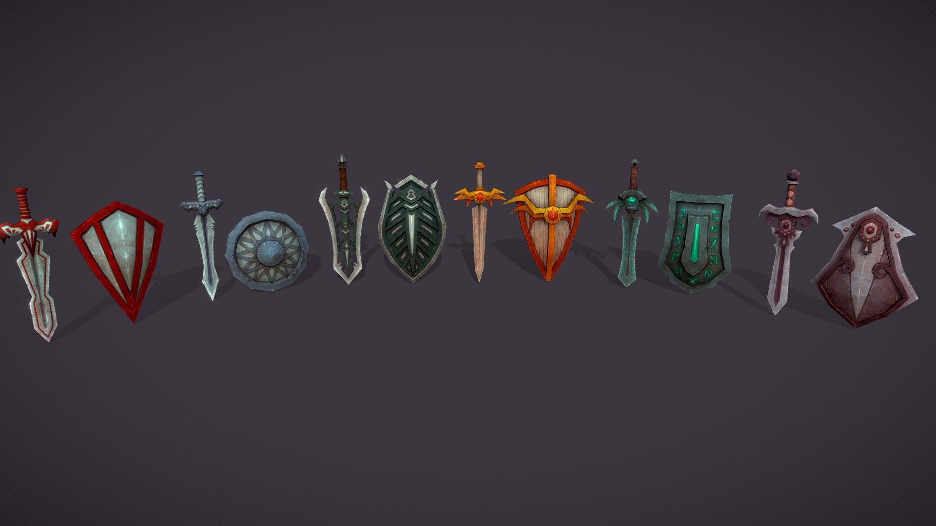 Fantasy swords and shields - 3D model by cattleya [c5b0287] - Sketchfab