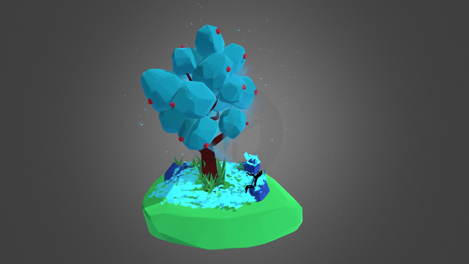 Little dude and the blue tree - Download Free 3D model by mchamarelli ...