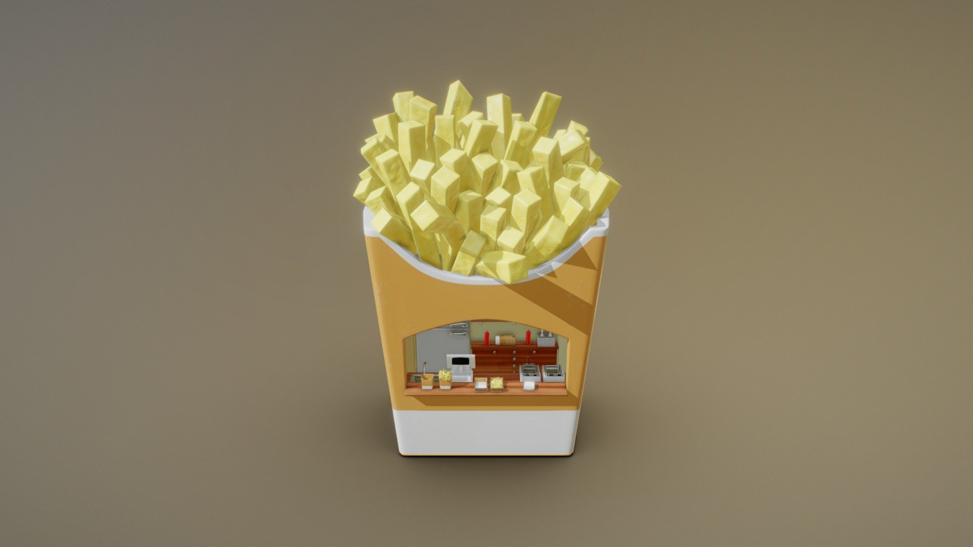 Fries Stall - 3D model by alekseyraysh [c5b7c1d] - Sketchfab