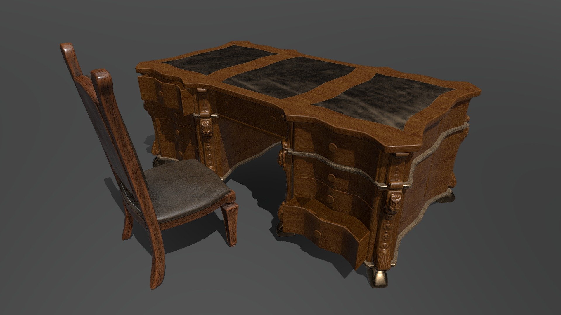 Large desk and chair - Buy Royalty Free 3D model by Jayson Stauffer ...