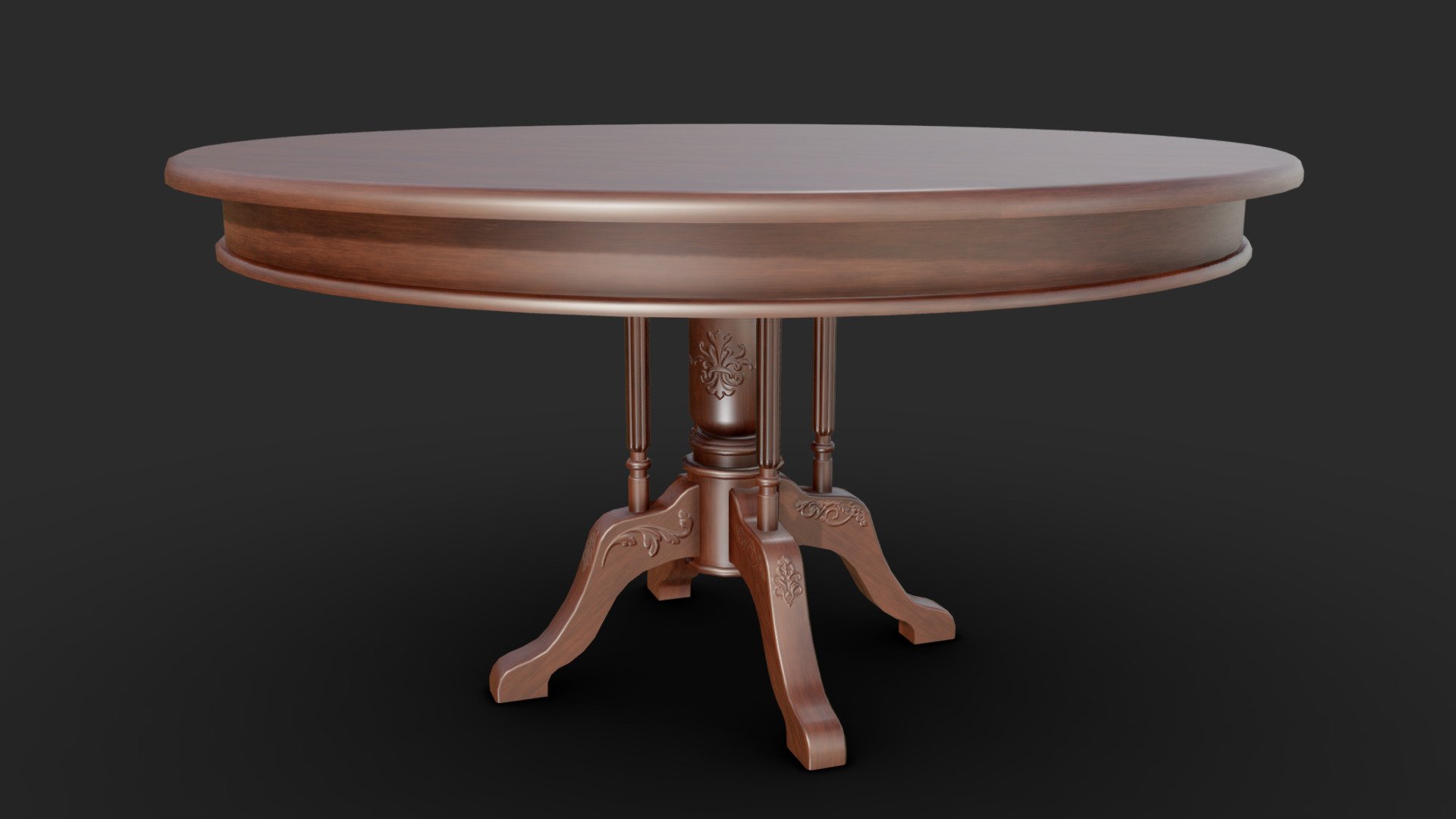 Vintage Mahogany Dining Table - Buy Royalty Free 3D model by Manifold ...
