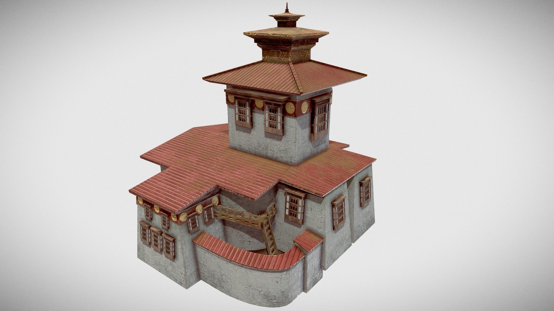 Bhutan Building 2 - Download Free 3D model by Klasy [c60eb04] - Sketchfab