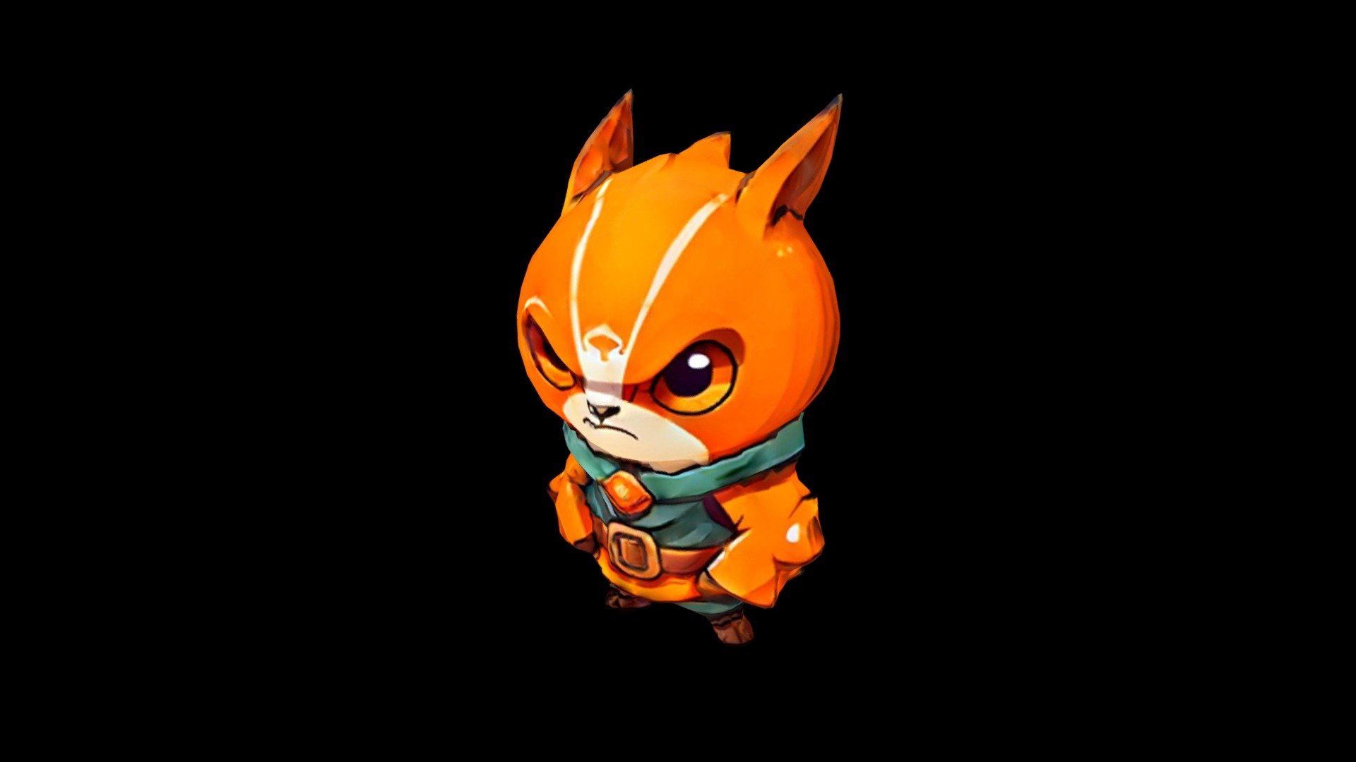 An orange fox character with a green scarf and b - Download Free 3D ...