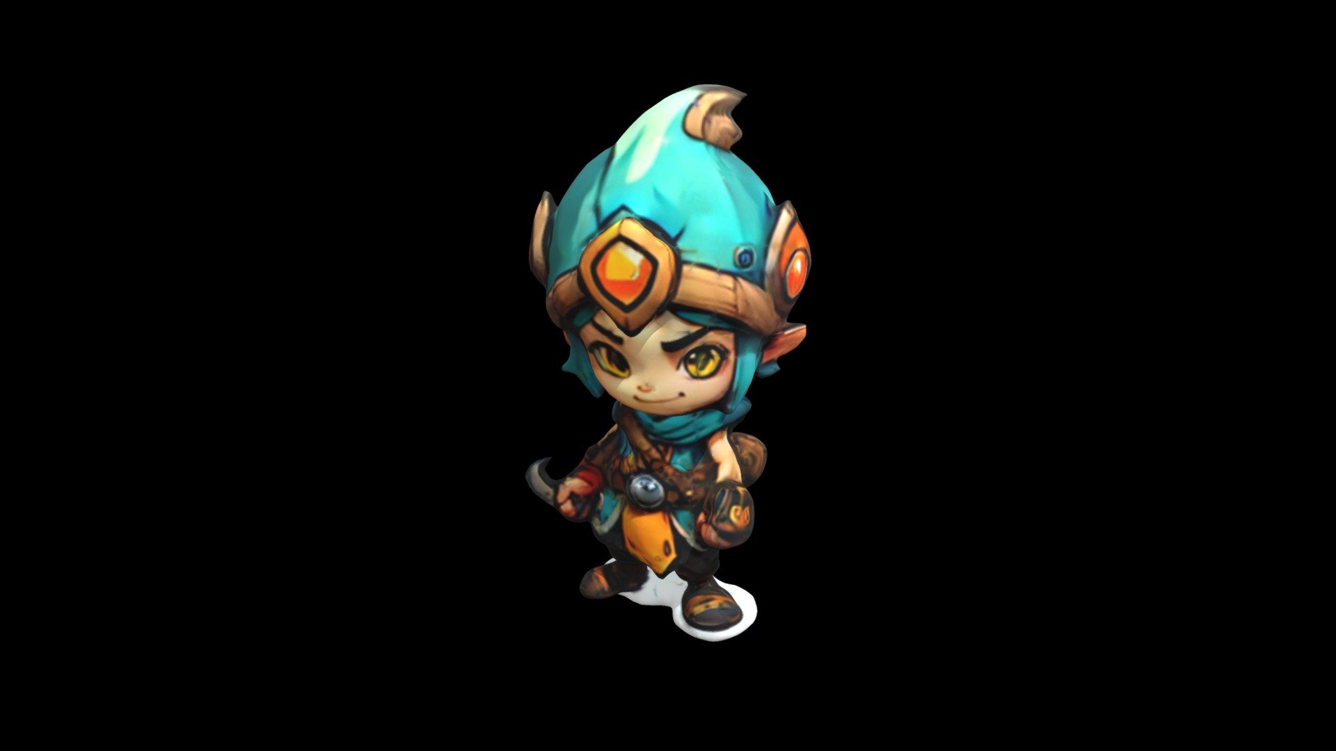 a sticker of a cartoon character holding a ha - Download Free 3D model ...
