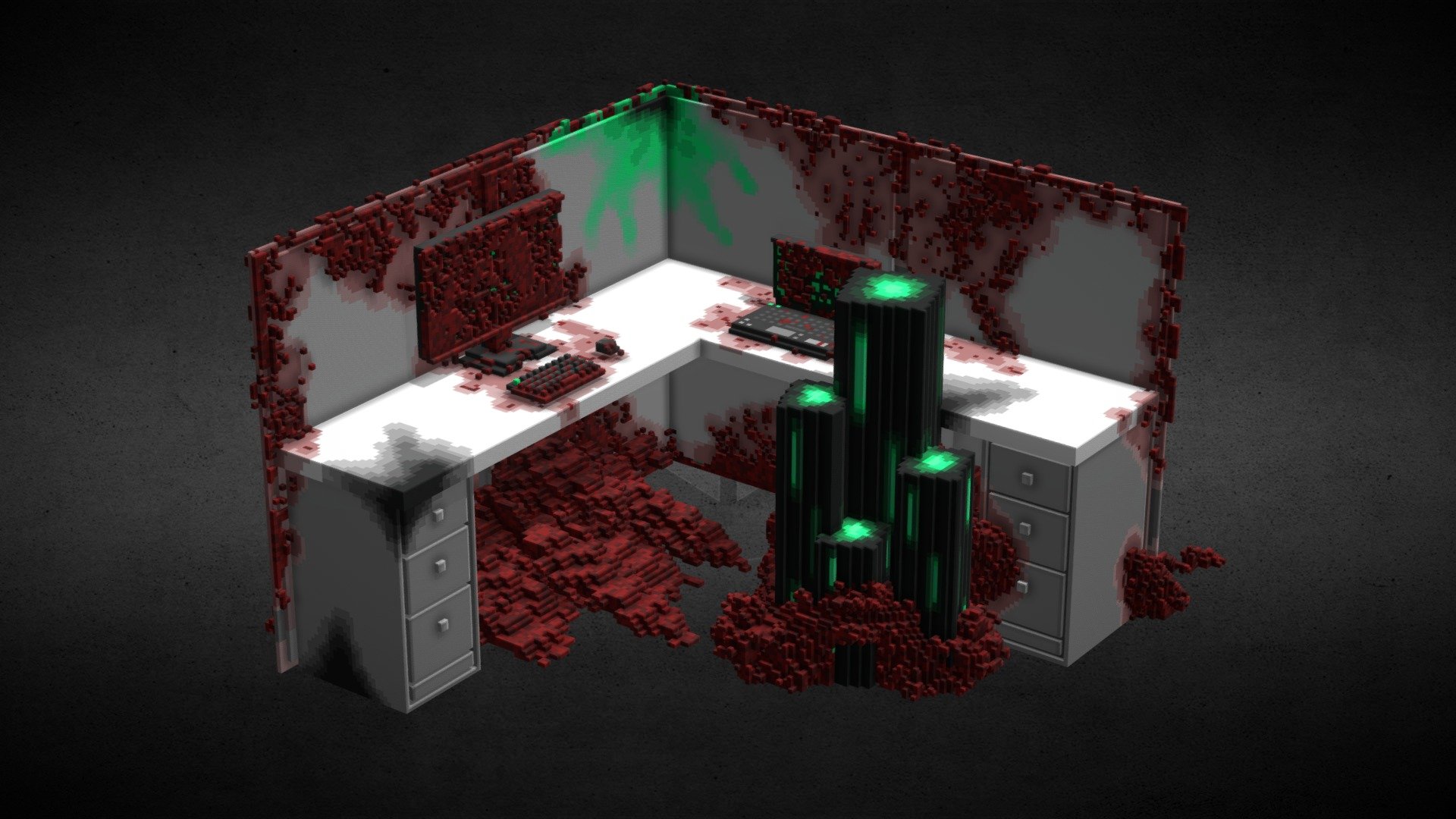 Voxel Office Cubicle (Alien Infested) - 3D model by Nathan Flannery ...