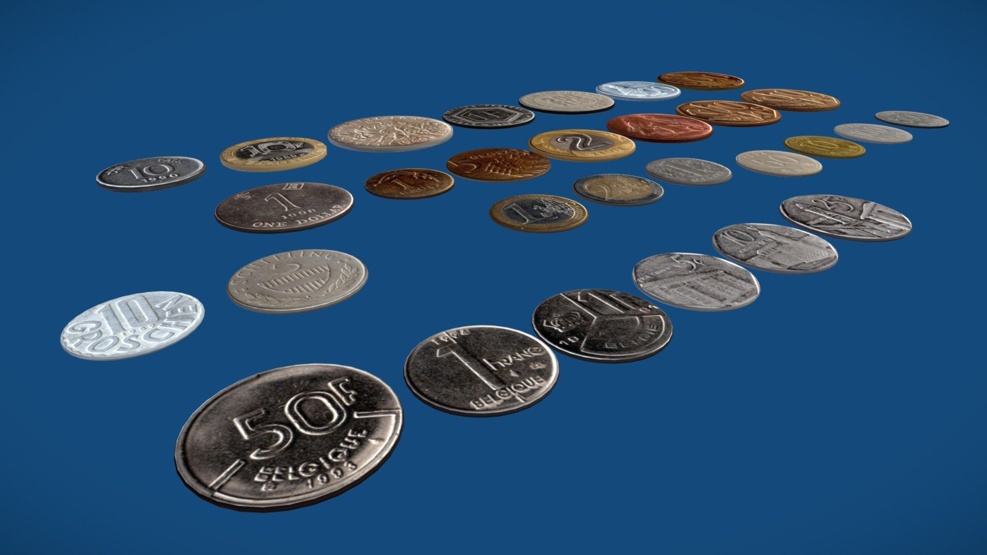 Lowpoly Antique Foreign Coins Pack 2 - Download Free 3D model by B ...