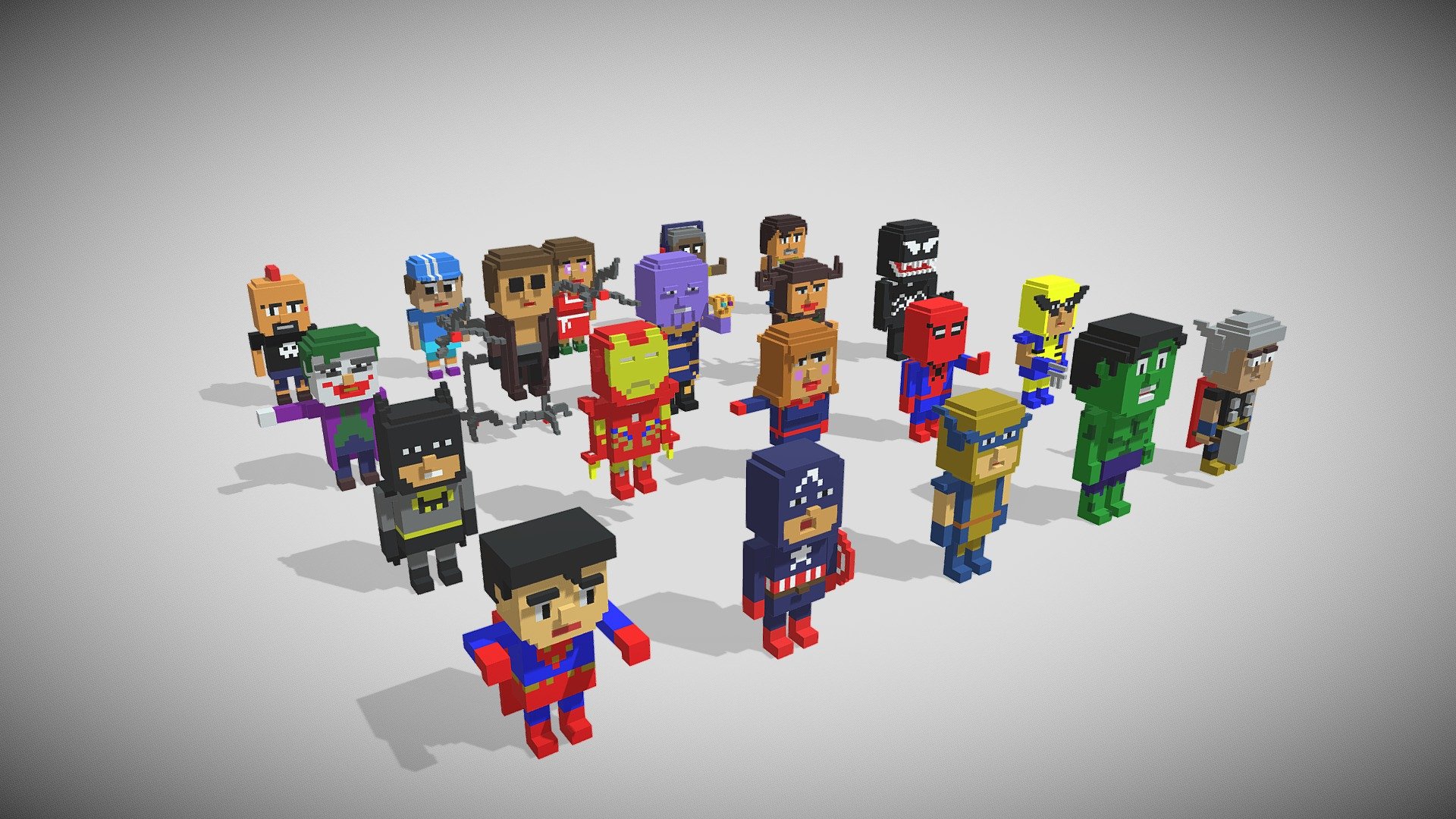 3D Cute Super Hero and Enemies Voxel Character - Buy Royalty Free 3D ...