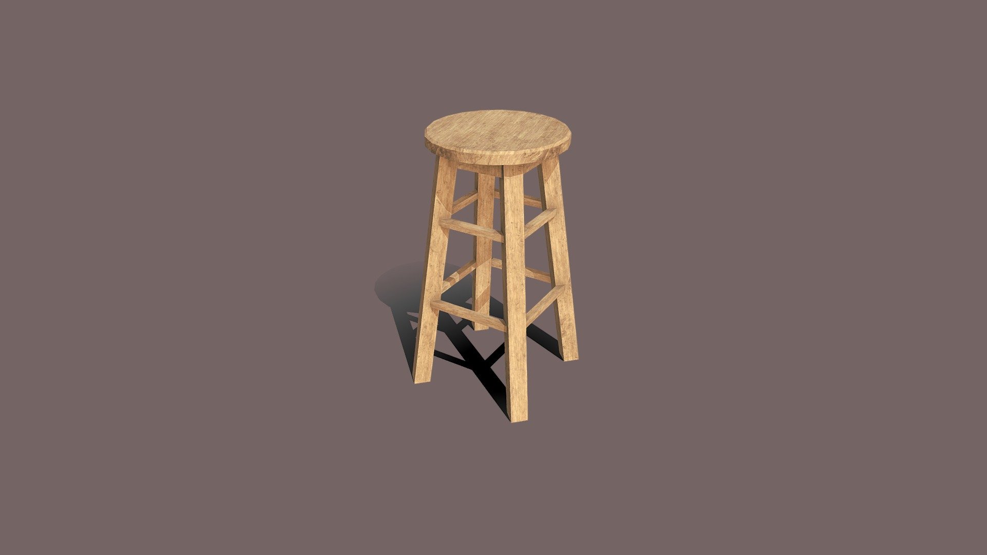 Wooden Stool Low-poly - Download Free 3D model by MaX3Dd [c668b80 ...